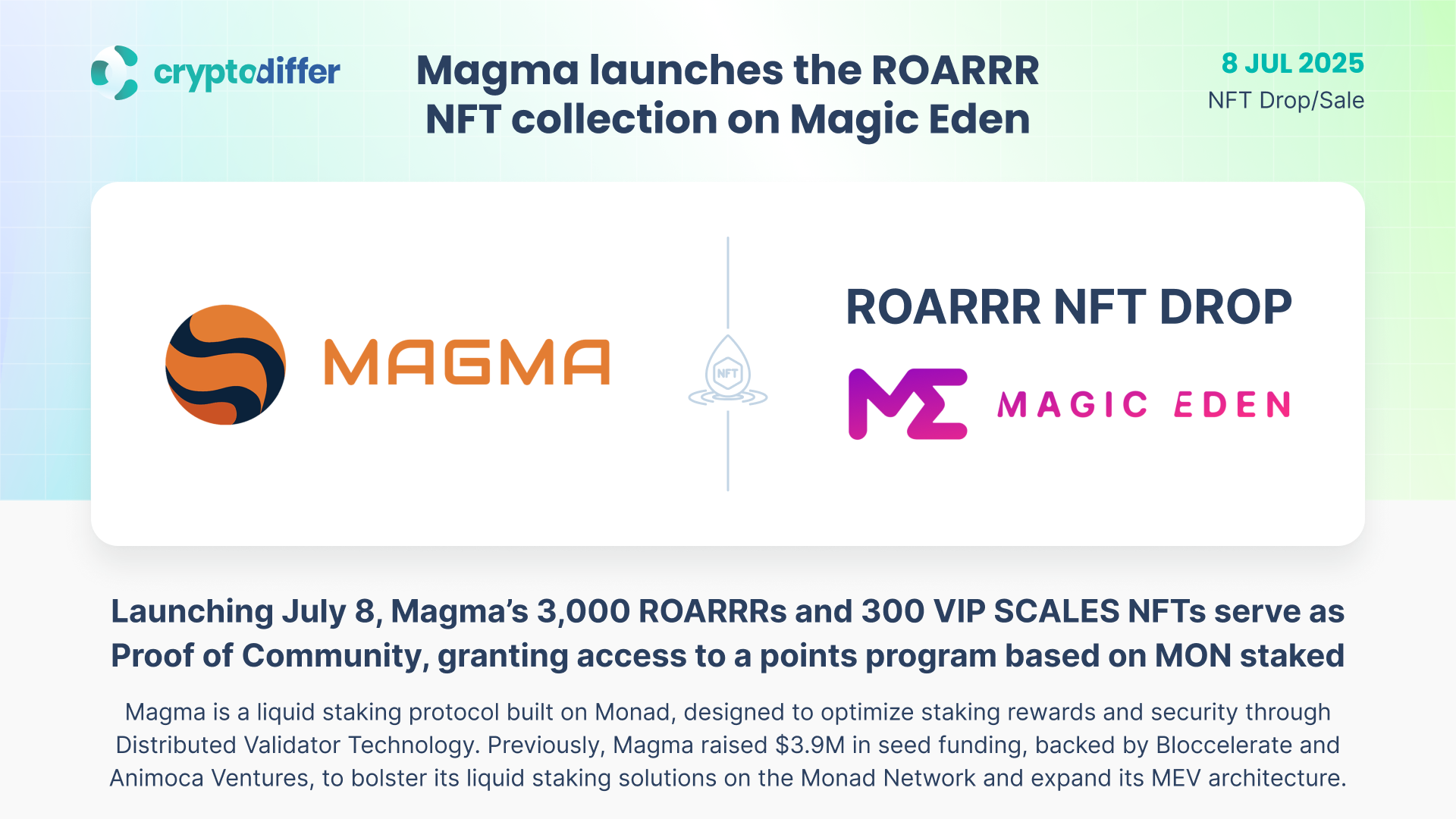Magma launches the ROARRR NFT collection on Magic Eden on July 8th, 12: ...