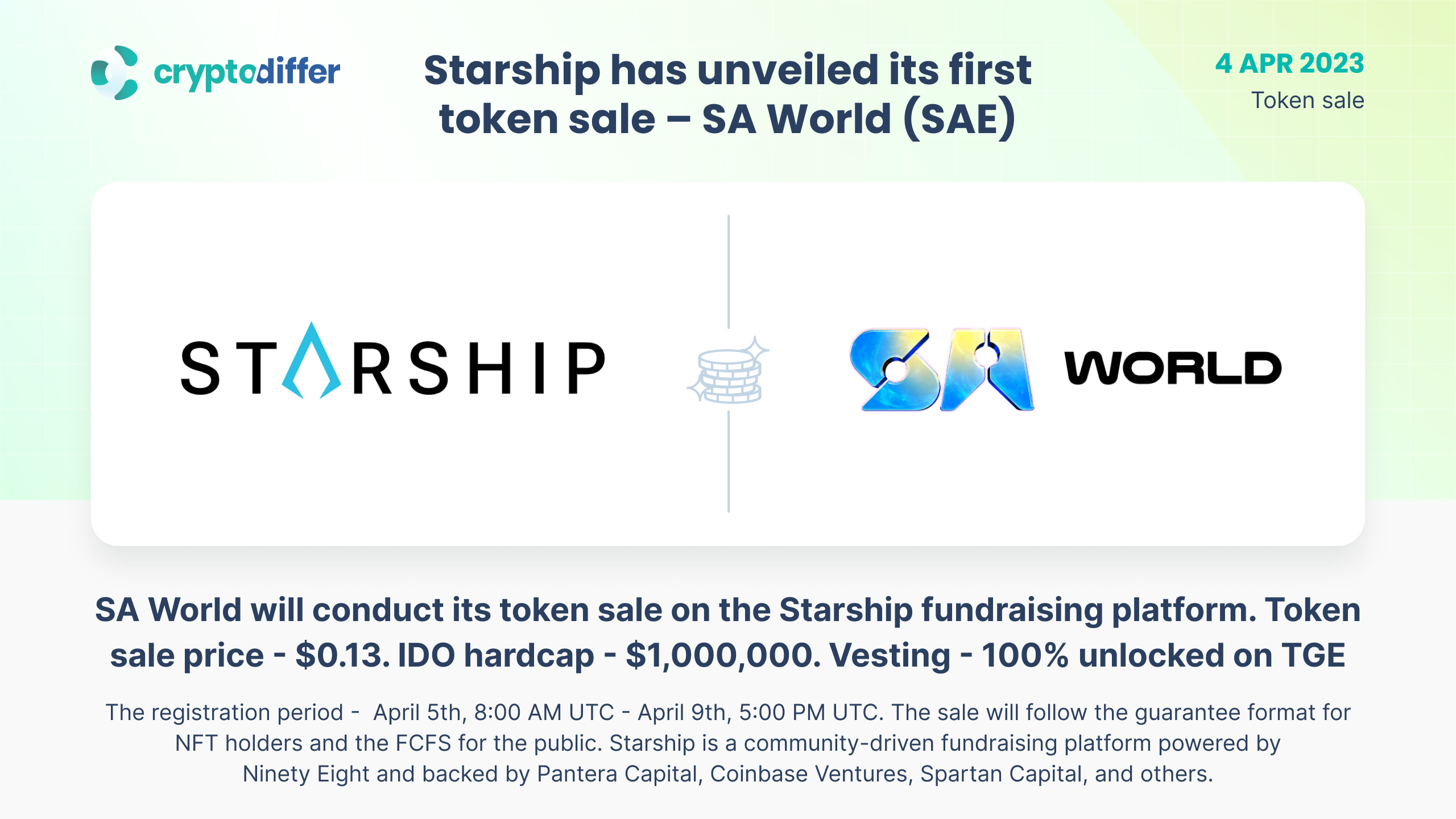 Starship has unveiled its first token sale – SA World (SAE)